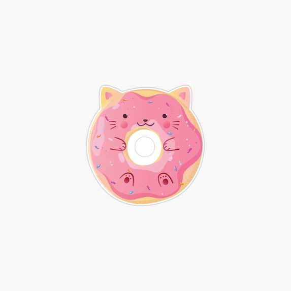 DOPASTICKER Cute Pink Cat Glazed Donut Sticker, Phone Sticker Car ...