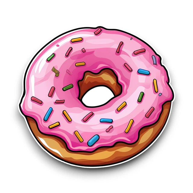 DOPASTICKER Cute Pink Donut Doughnut Food Sticker Car Laptop Scrapbook ...