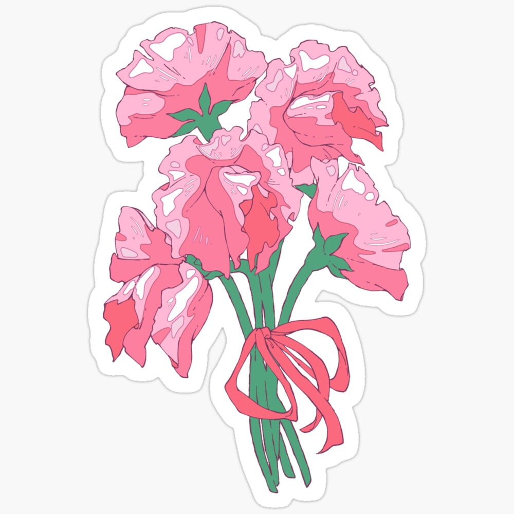 DOPASTICKER Cute Pink Flowers Sticker Phone Decal Water Bottle Stickers ...