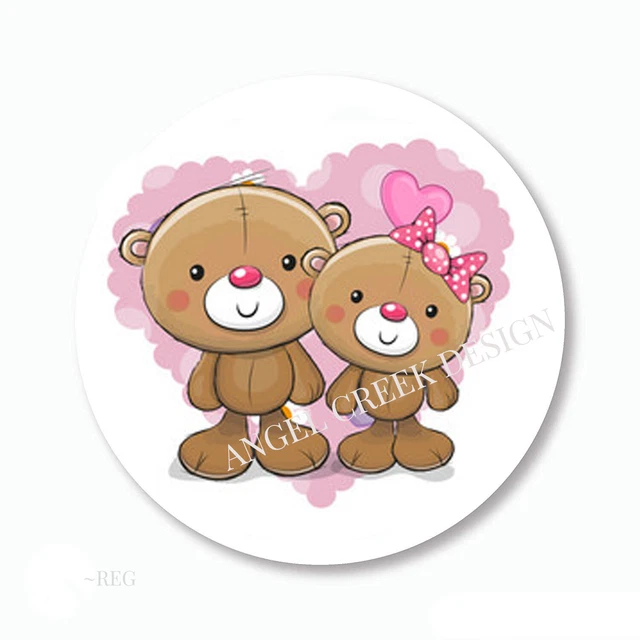 DOPASTICKER Cute Pink Heart Teddy Bear Scrapbook Stickers Phone Decal ...