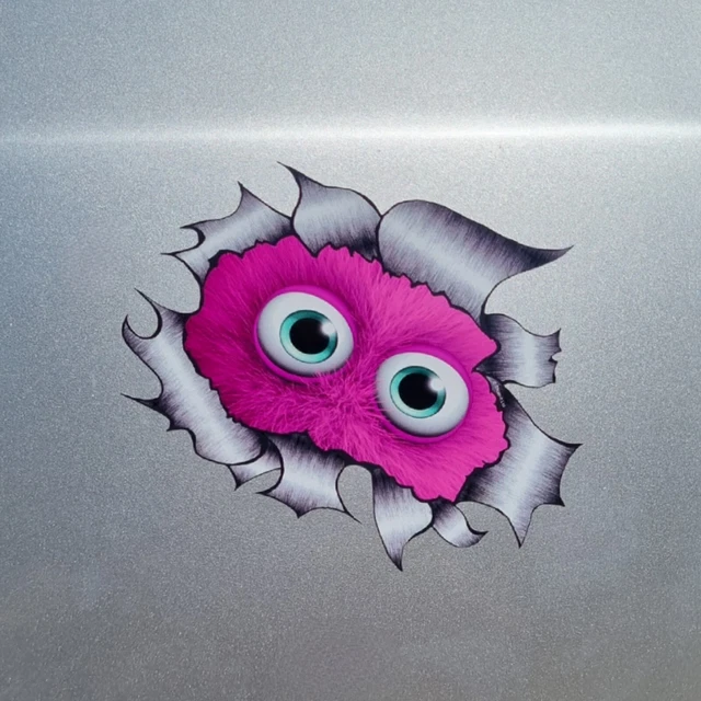 DOPASTICKER Cute Pink Monster Ripped Open Metal Sticker Decal For Car ...