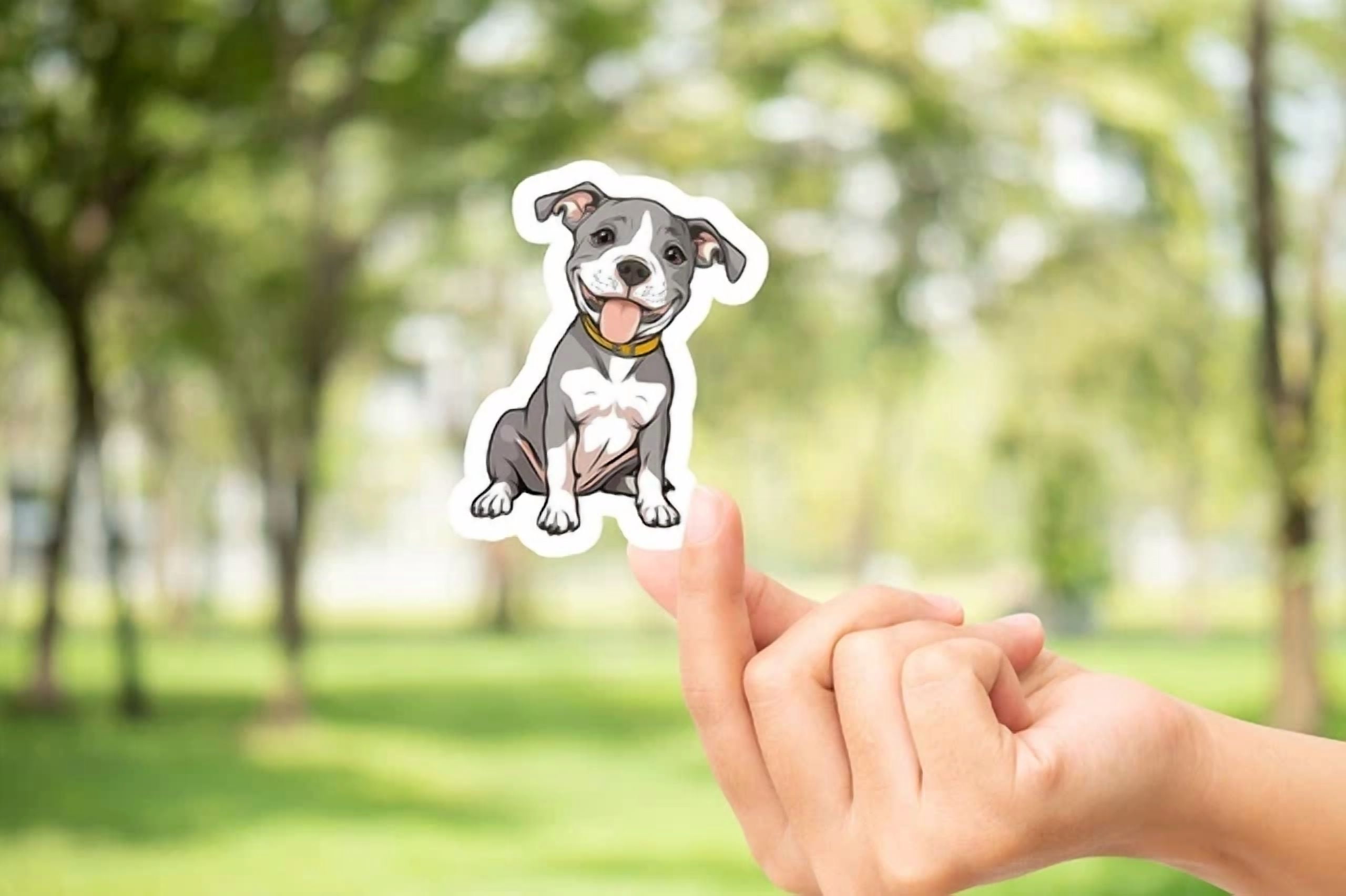 DOPASTICKER Cute Playful Pitbull Sticker Waterproof Sticker Laptop ...