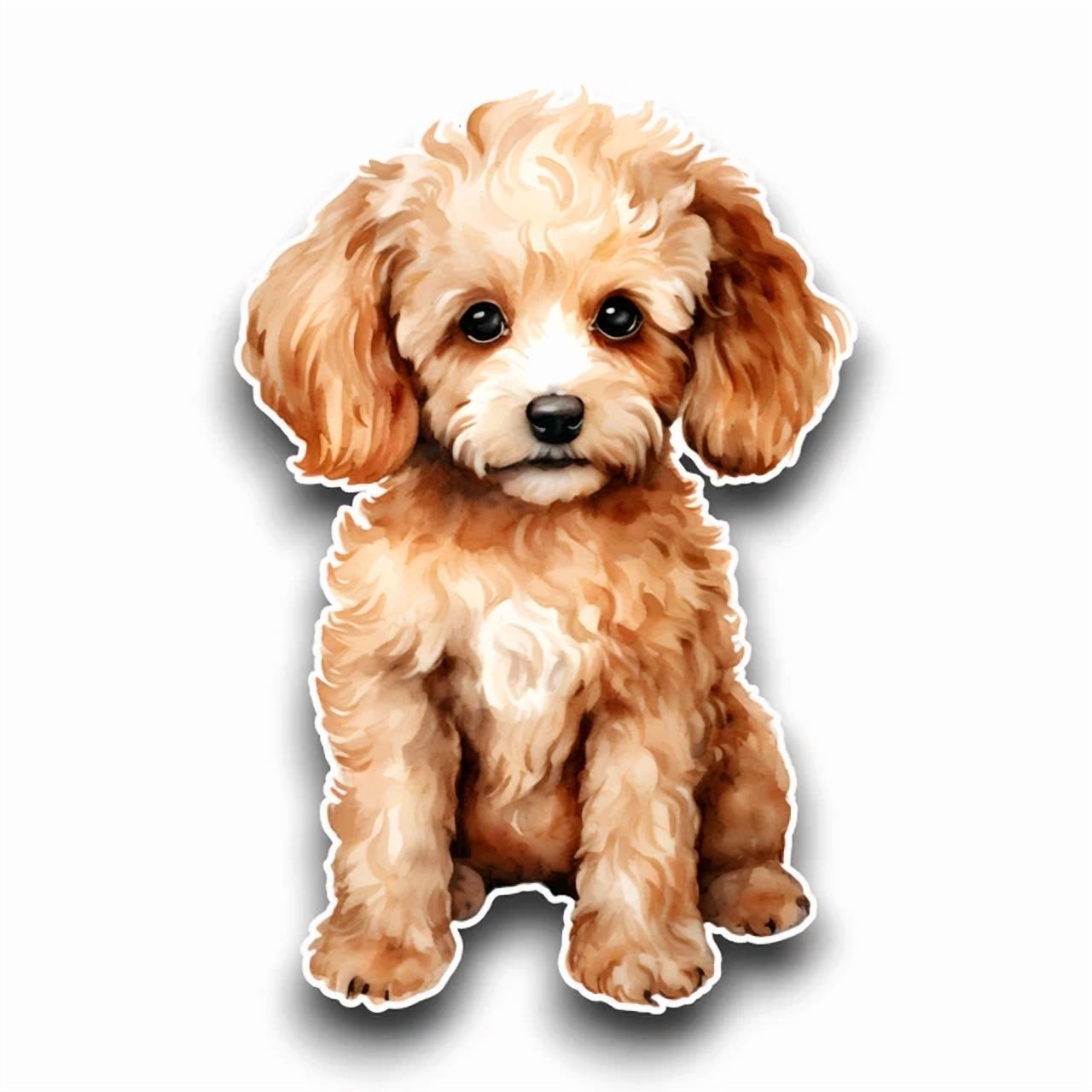 DOPASTICKER Cute Poodle Puppy Dog Watercolour Animal Sticker Car Laptop ...