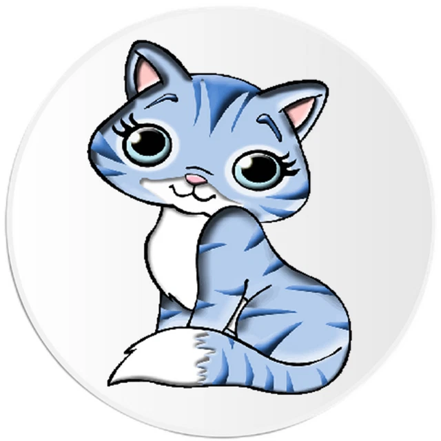 DOPASTICKER Cute Pretty Blue Kitty Cat Sticker Phone Decal Water Bottle ...