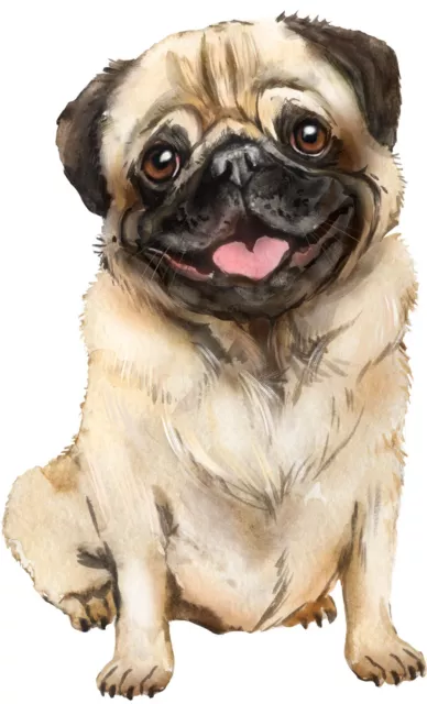 DOPASTICKER Cute Pug Sticker Dog Puppy Black Whitr Cute Fluffy Furry ...