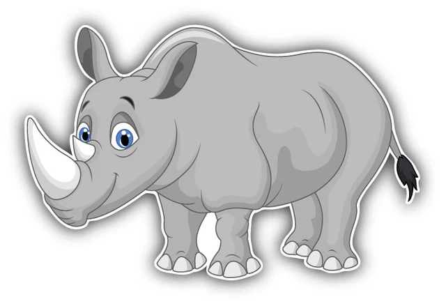 DOPASTICKER Cute Rhino Cartoon Sticker Decal Phone Decal Water Bottle ...