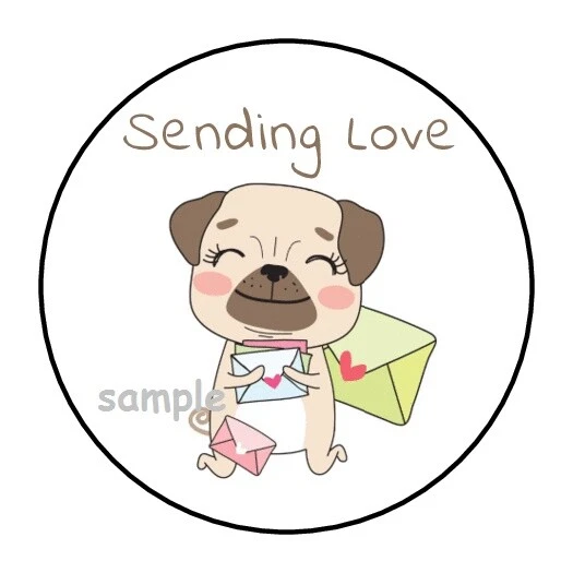 DOPASTICKER Cute Sending Love Puppy Stickers Dog Love Phone Decal Water ...