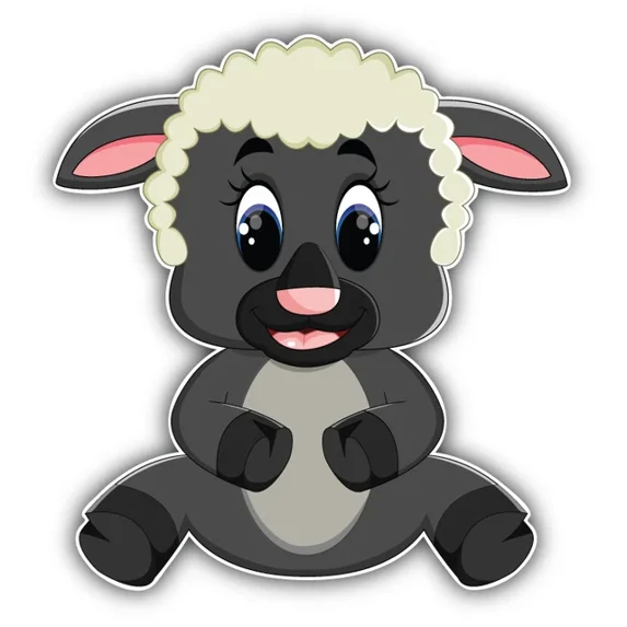DOPASTICKER Cute Sheep Cartoon Animal Sticker Decal Phone Decal Water ...