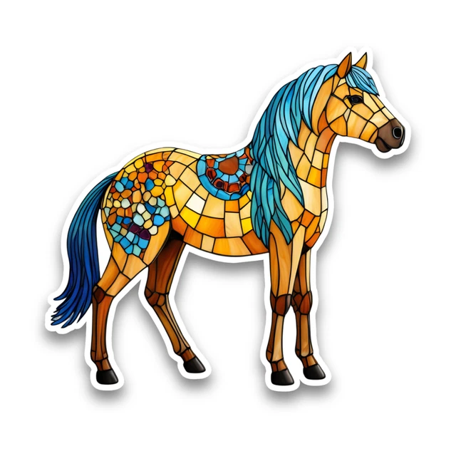 DOPASTICKER Cute Shetland Pony Animal Stained Glass Style Opaque ...