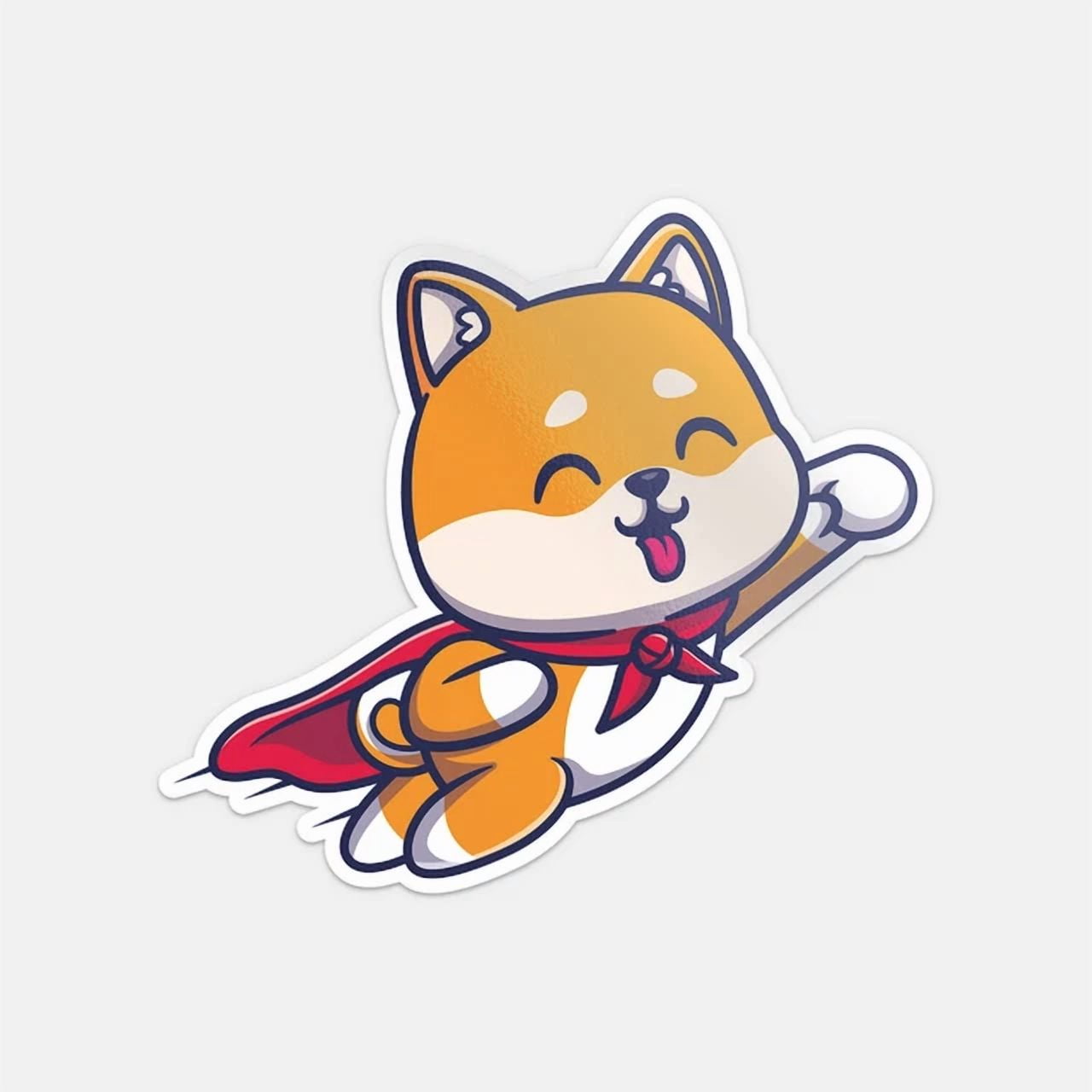 DOPASTICKER Cute Shiba Inu Dog Super Flying Cartoon Sticker Phone Water ...