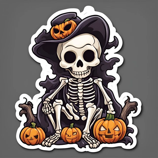 DOPASTICKER Cute Sitting Skeleton Sticker Phone Decal Water Bottle ...