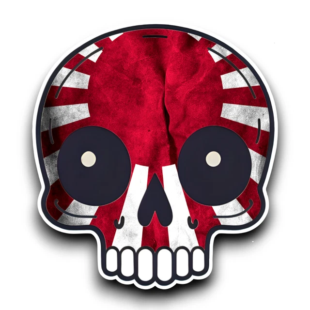 DOPASTICKER Cute Skull With Jdm Japan Rising Sun Flag Cartoon Sticker ...