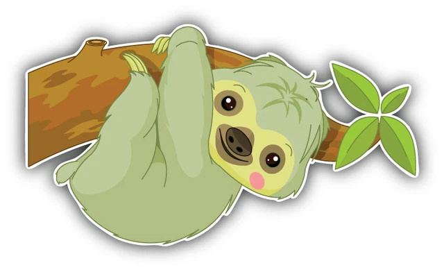DOPASTICKER Cute Sloth Cartoon Sticker Decal Phone Decal Water Bottle ...