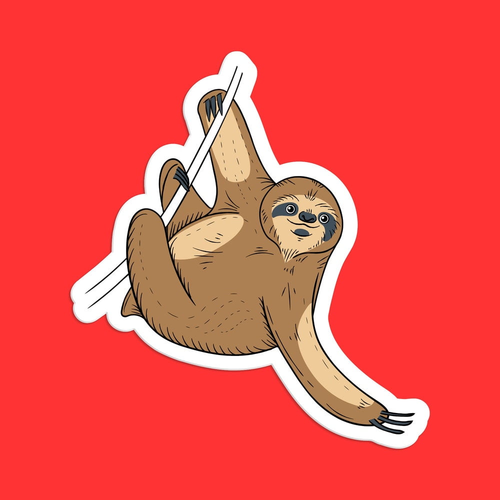 DOPASTICKER Cute Sloth Sticker, Playful Sloth Hanging From Branch Decal ...