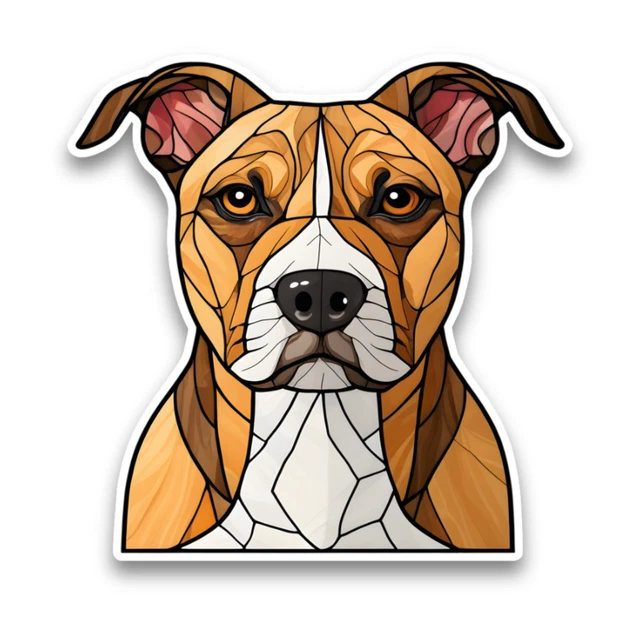 DOPASTICKER Cute Staffordshire Terrier Dog Stained Glass Style Opaque ...
