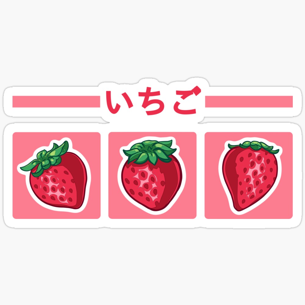 DOPASTICKER Cute Strawberry Design On Pink Background With The ...
