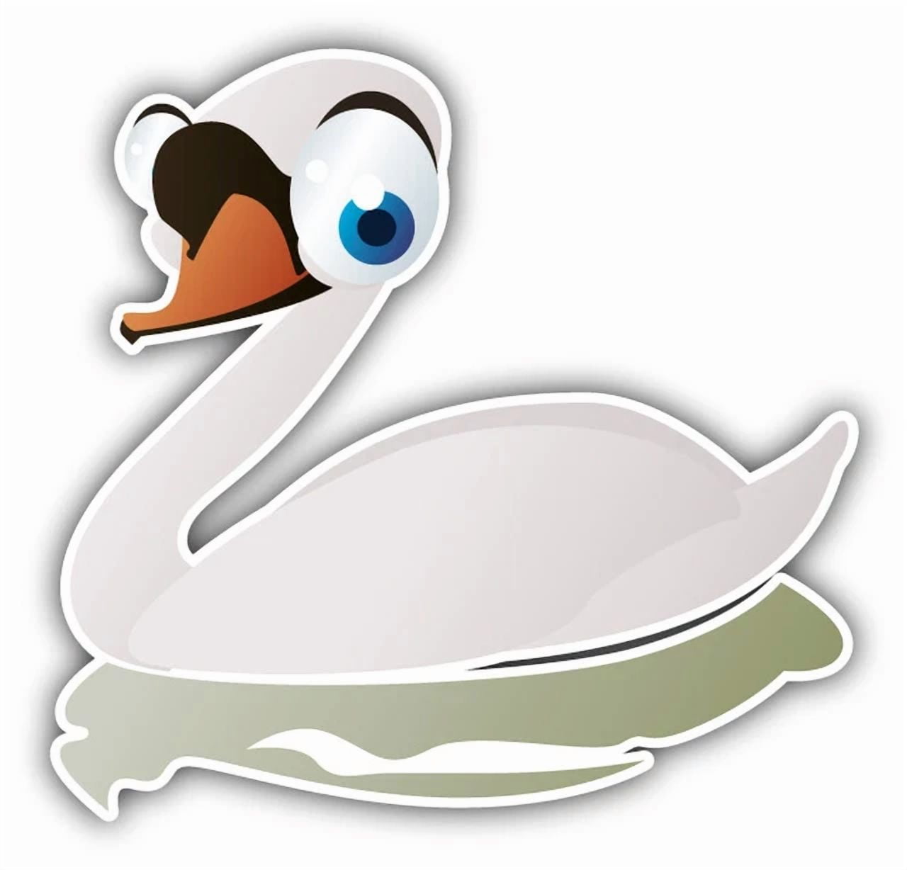 DOPASTICKER Cute Swan Cartoon Sticker Decal Phone Decal Water Bottle ...
