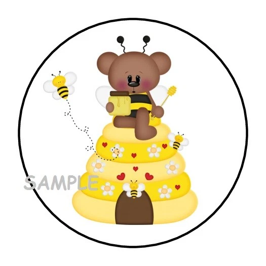 DOPASTICKER Cute Teddy Bear And Honey Comb Stickers Bee Phone Decal ...