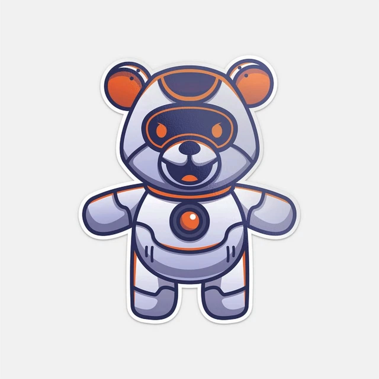 DOPASTICKER Cute Teddy Bear Robot Cartoon Sticker Decal Phone Decal ...