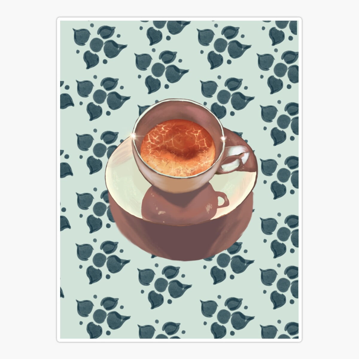 DOPASTICKER Cute Thai Tea With A Blue Floral Background Sticker, Phone ...
