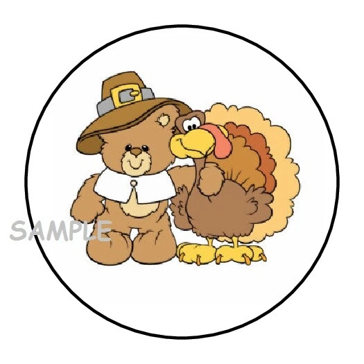 DOPASTICKER Cute Thanksgiving Teddy Bear & Turkey Stickers Phone Decal ...