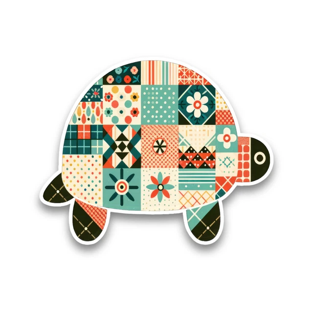DOPASTICKER Cute Tortoise Patchwork Style Sticker Car Window Scrapbook ...