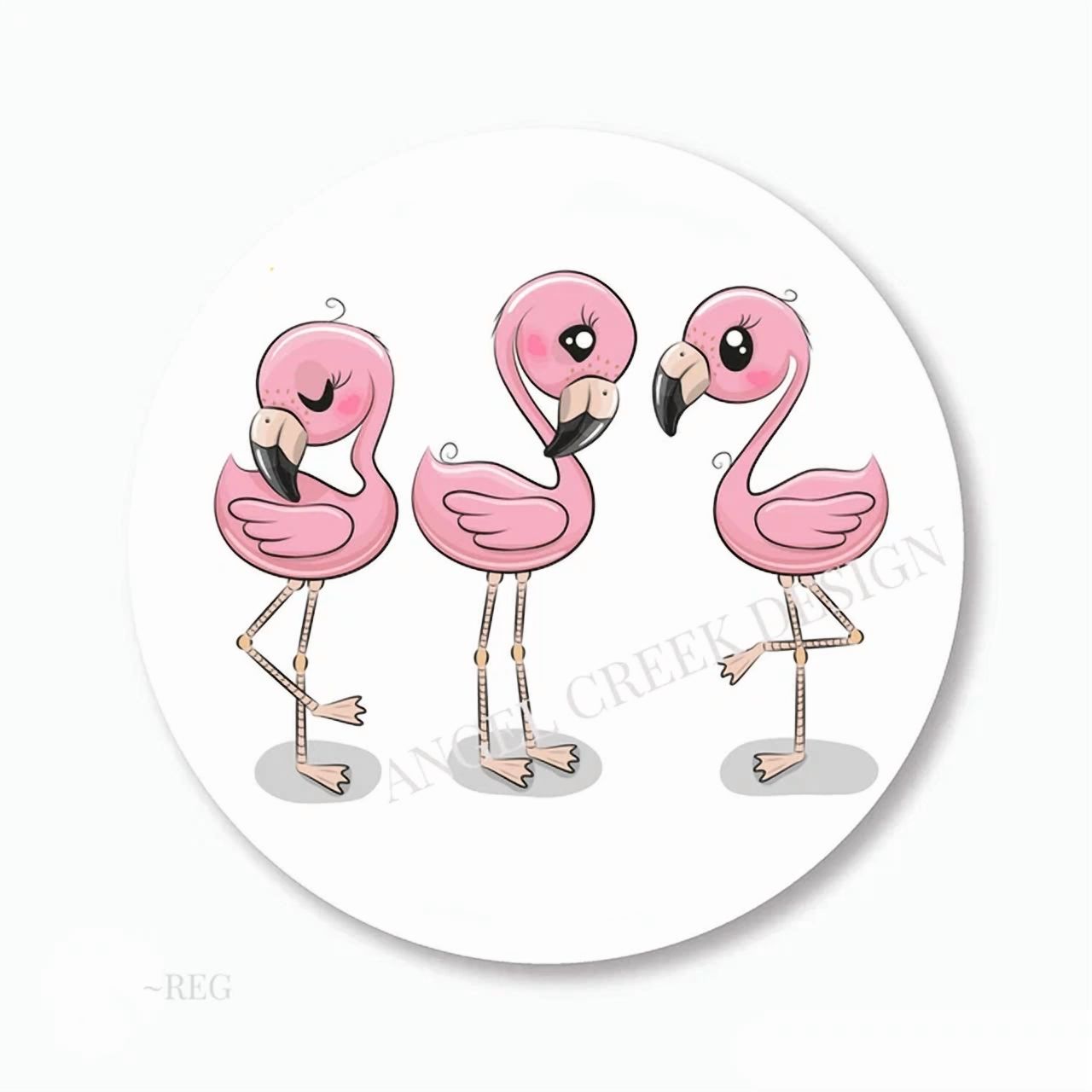 DOPASTICKER Cute Trio Pink Flamingos Scrapbook Stickers Phone Decal ...