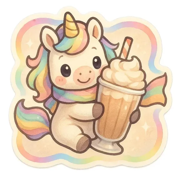 DOPASTICKER Cute Unicorn Car Sticker Rainbow Shake Phone Sticker, Latop ...