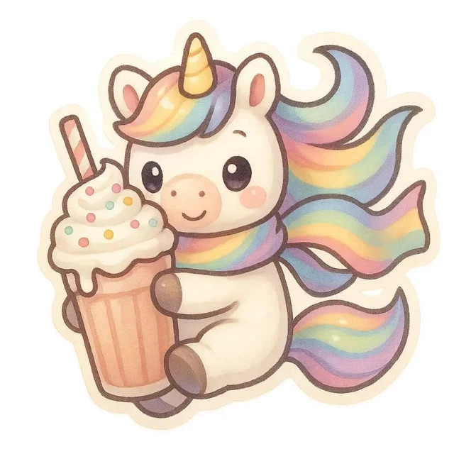 DOPASTICKER Cute Unicorn Car Sticker Rainbow Shake Phone Sticker, Latop ...