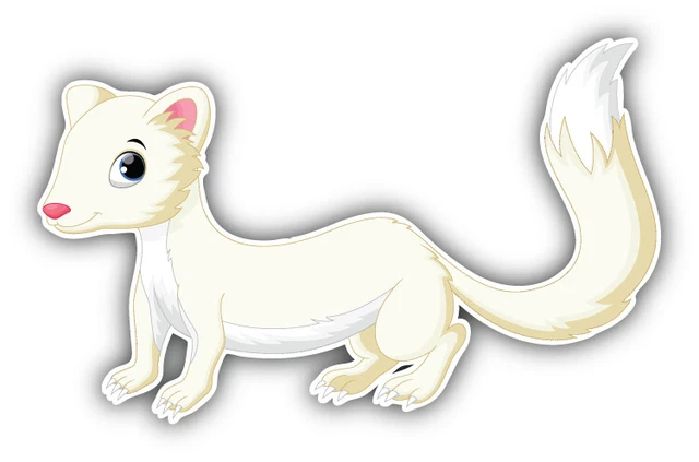 DOPASTICKER Cute White Least Weasel Animal Sticker Decal Phone Decal ...