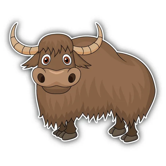 DOPASTICKER Cute Yak Cartoon Sticker Decal Phone Decal Water Bottle ...