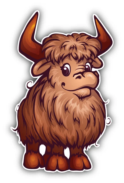 DOPASTICKER Cute Yak Cartoon Sticker Decal Phone Decal Water Bottle ...