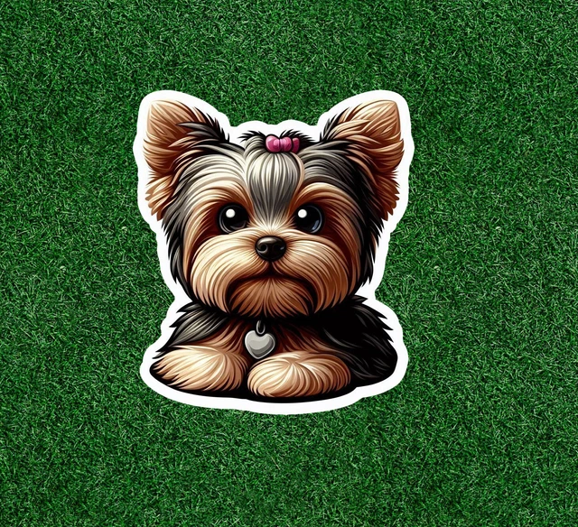 DOPASTICKER Cute Yorkshire Terrier Yorkie Dog Sticker Decal Phone Decal ...