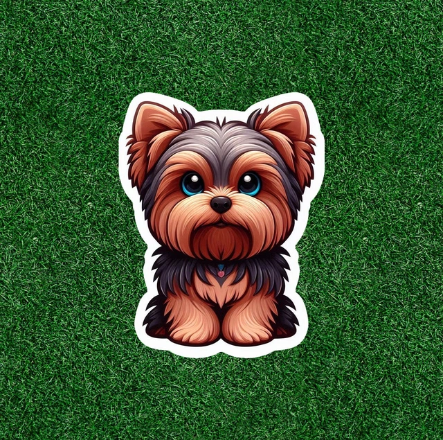 DOPASTICKER Cute Yorkshire Terrier Yorkie Dog Sticker Decal Phone Decal ...