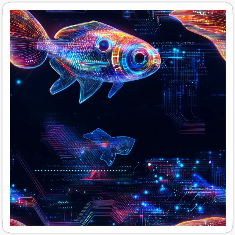 DOPASTICKER Cyberfish: The Digital Ocean Sticker Phone Decal Water ...