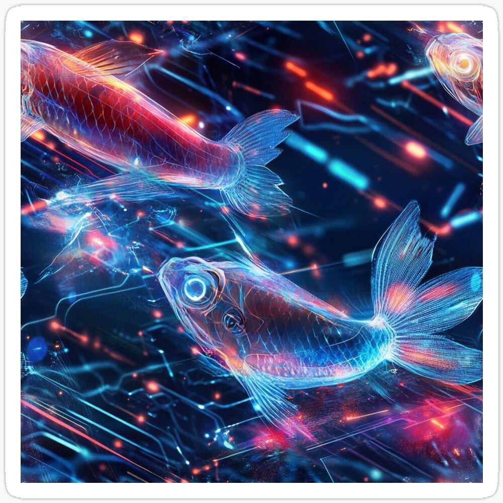 DOPASTICKER Cyberfish: The Digital Ocean Sticker Phone Decal Water ...