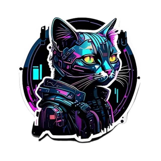 DOPASTICKER Cyberpunk Cat Sticker Street Art Urban Edgy Hip Hop Grunge ...