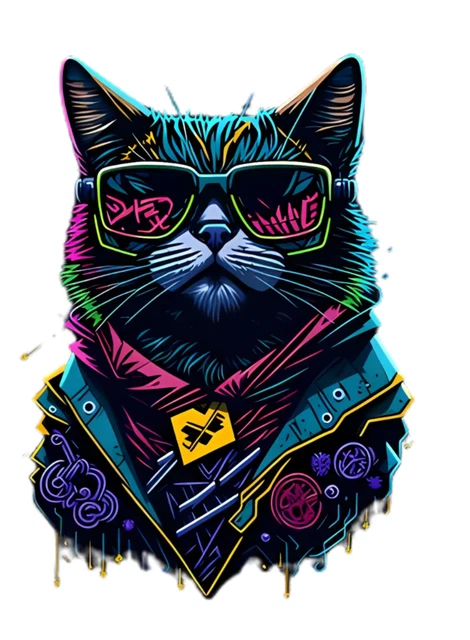 DOPASTICKER Cyberpunk Cat Sticker Street Art Urban Edgy Hip Hop Grunge ...