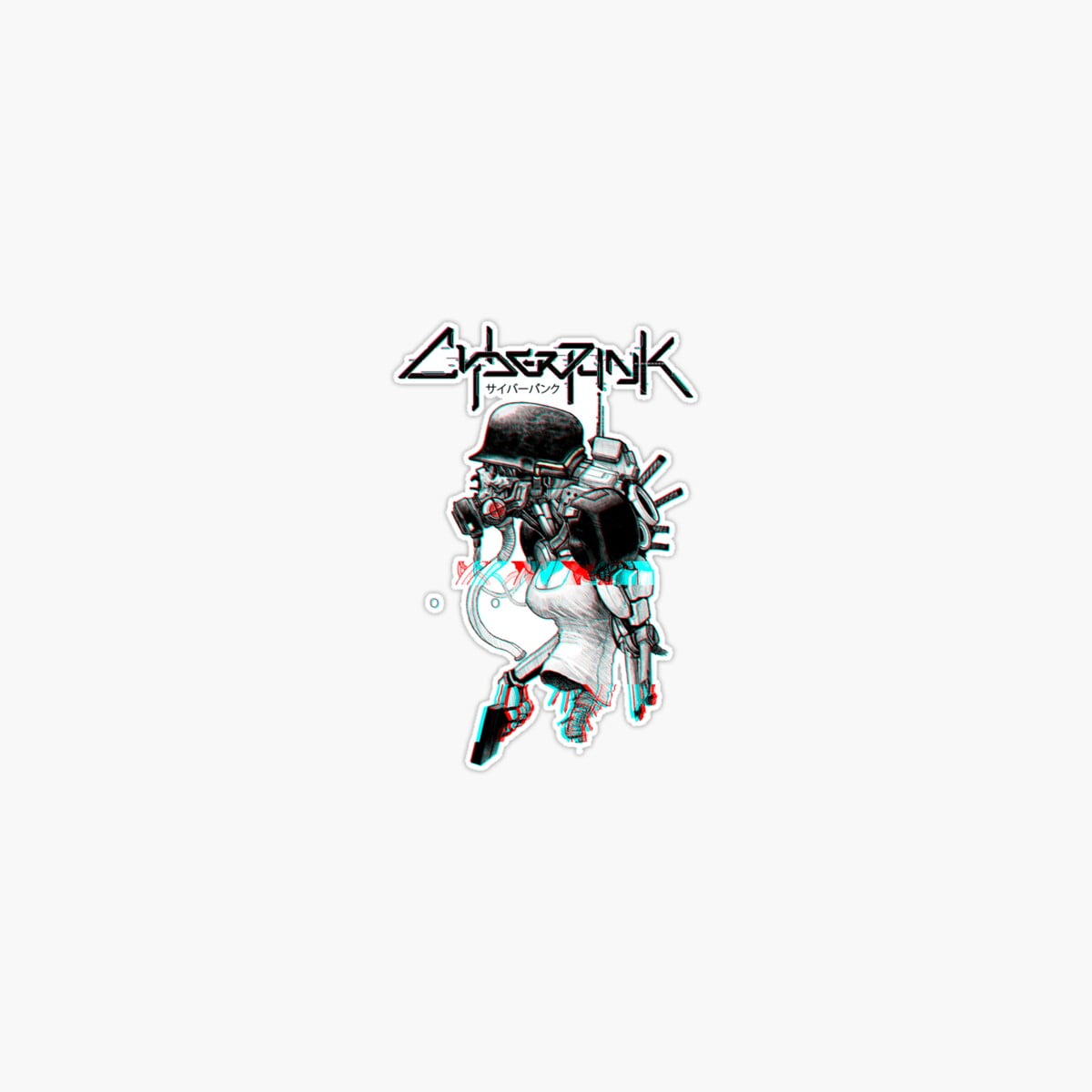 DOPASTICKER Cyberpunk Cyborg Soldier Colorful Glitch Sticker, Phone ...