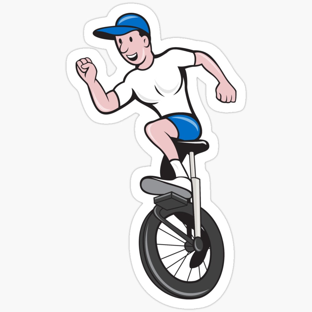 DOPASTICKER Cyclist Riding Unicycle Cartoon Sticker Phone Decal Water ...