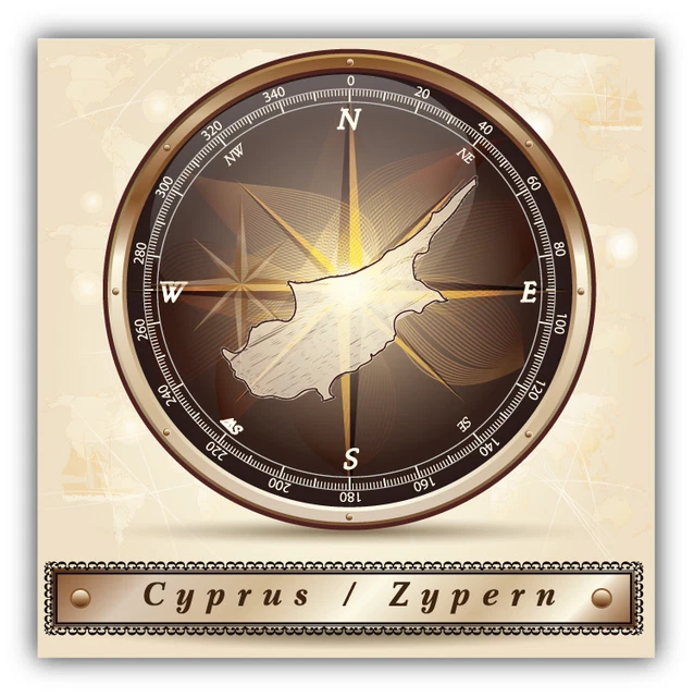 DOPASTICKER Cyprus Compass Map Sticker Decal Phone Decal Water Bottle ...
