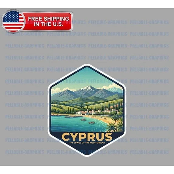 DOPASTICKER Cyprus Country Sticker Souvenir Travel Map Euro Sticker ...