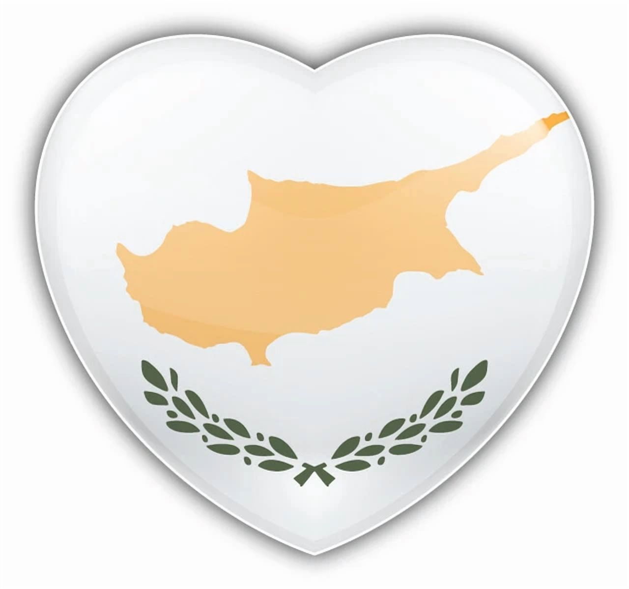DOPASTICKER Cyprus Heart Flag Sticker Decal Phone Decal Water Bottle ...