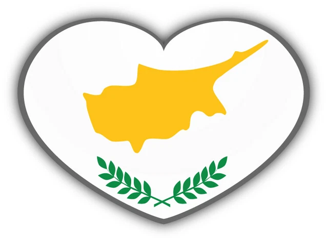 DOPASTICKER Cyprus Heart Flag Sticker Decal Phone Decal Water Bottle ...