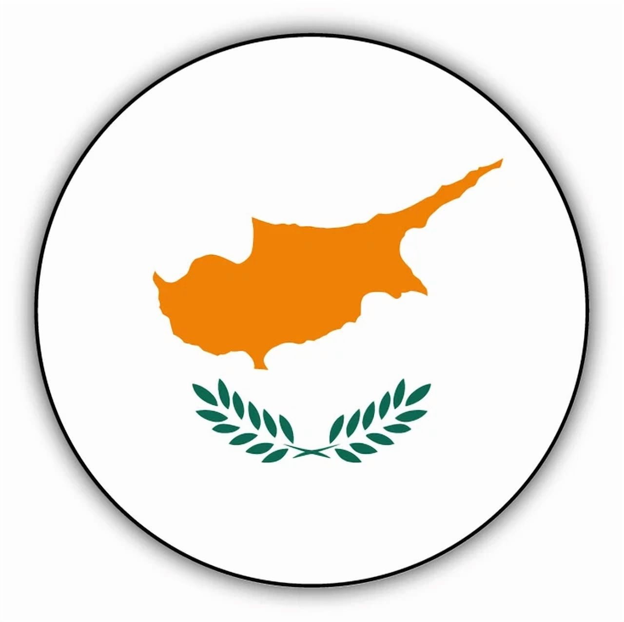 DOPASTICKER Cyprus Round Flag Sticker Decal Phone Decal Water Bottle ...