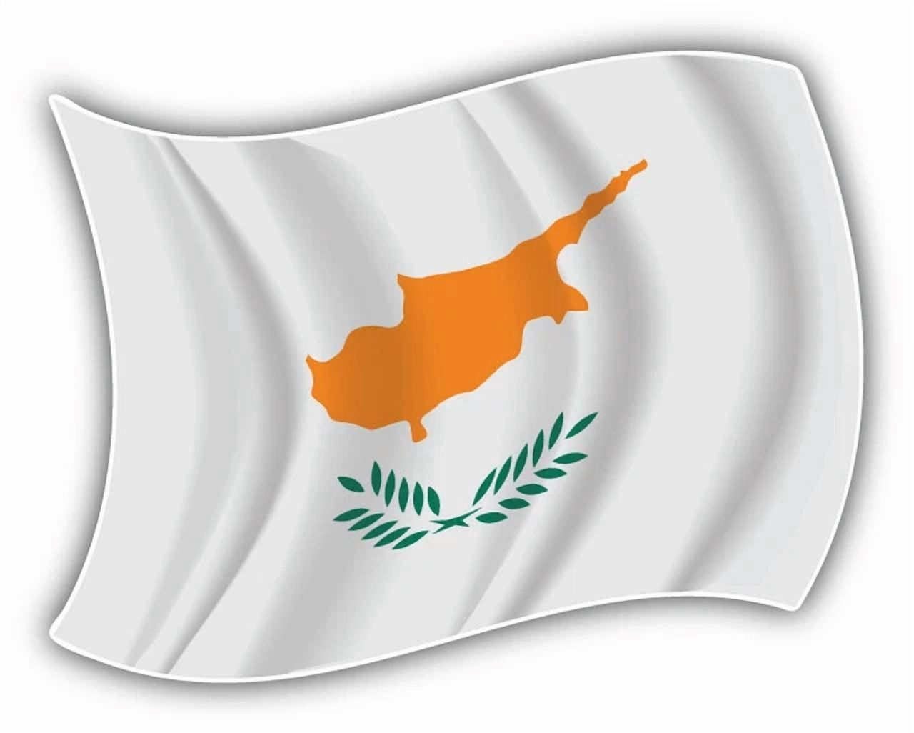 DOPASTICKER Cyprus Waving Flag Sticker Decal Phone Decal Water Bottle ...