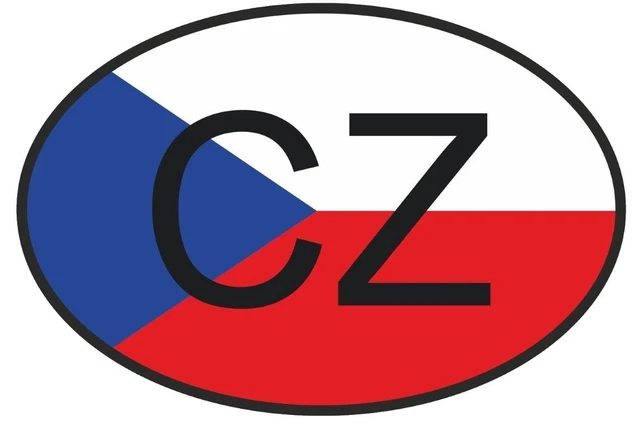 DOPASTICKER Cz Czech Republic Country Code Oval With Flag Sticker ...