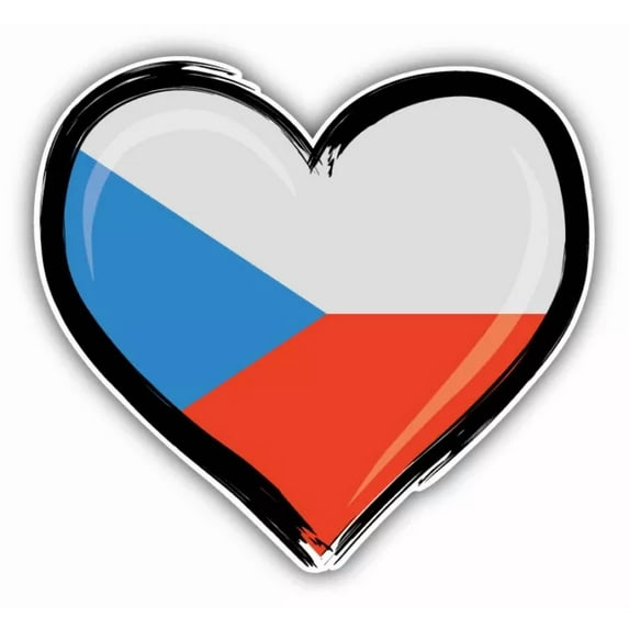 DOPASTICKER Czech Republic Flag Grunge Heart Sticker Decal Phone Decal ...