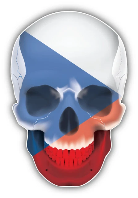 DOPASTICKER Czech Republic Flag Human Skull Sticker Decal Phone Decal Water Bottle Stickers ...