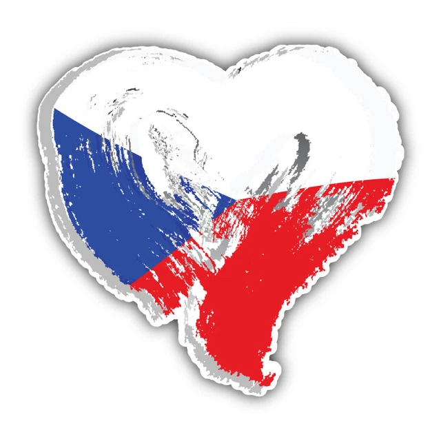 DOPASTICKER Czech Republic Heart Flag Sticker Decal Phone Decal Water ...